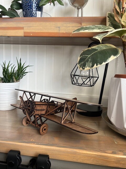 Biplane Wooden 3D Model Free Shipping in US - Etsy