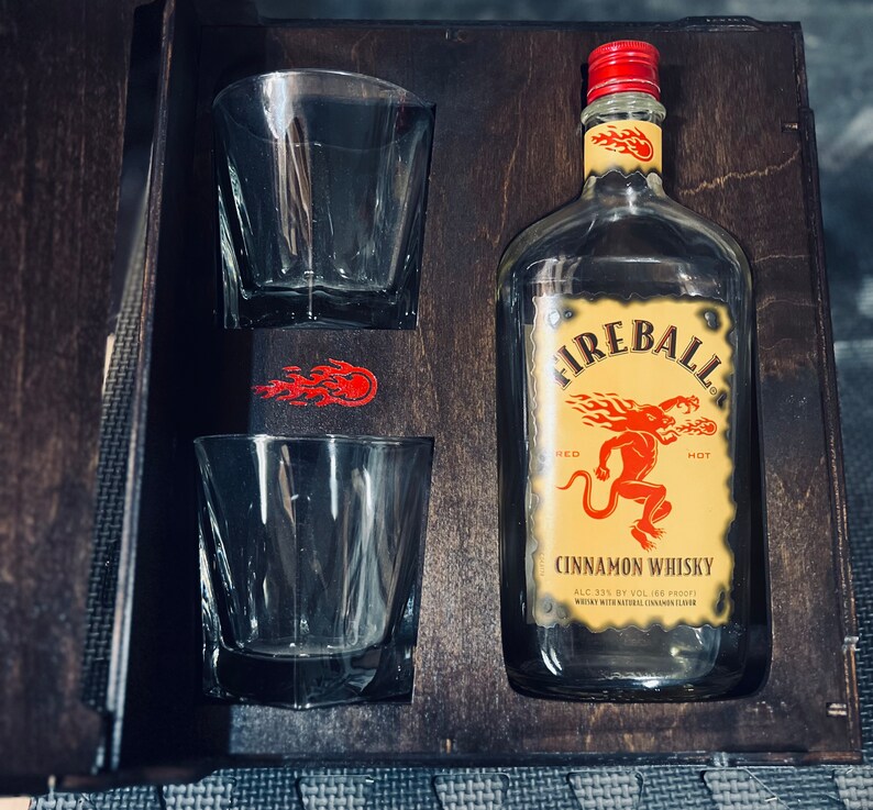 Fireball Cinnamon Whiskey Box 750ml With Magnetic Lid. 5mm. Laser Cut ...