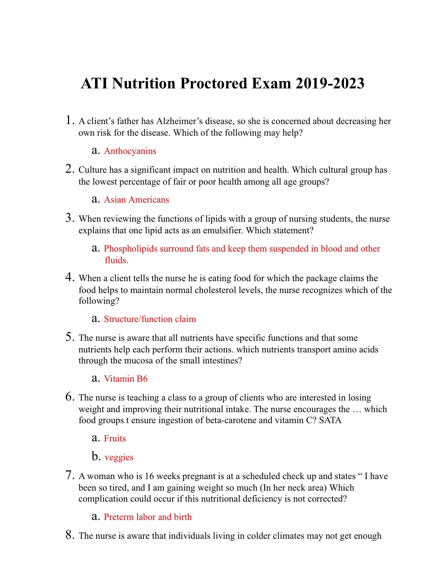 ATI Nutrition Exam 2019-2023 - Etsy