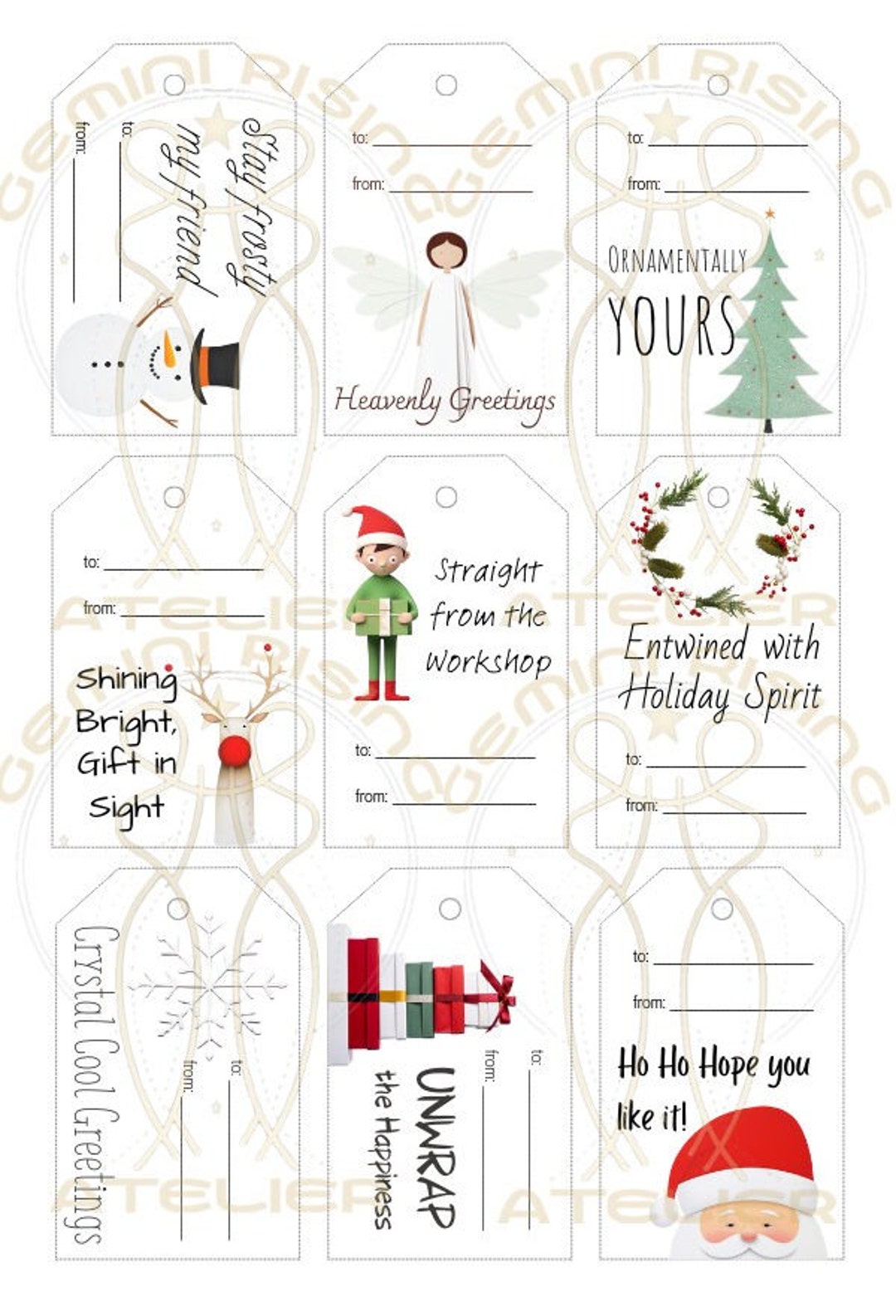 Printable Christmas Gift Tags Instant Download, High-quality, Festive ...