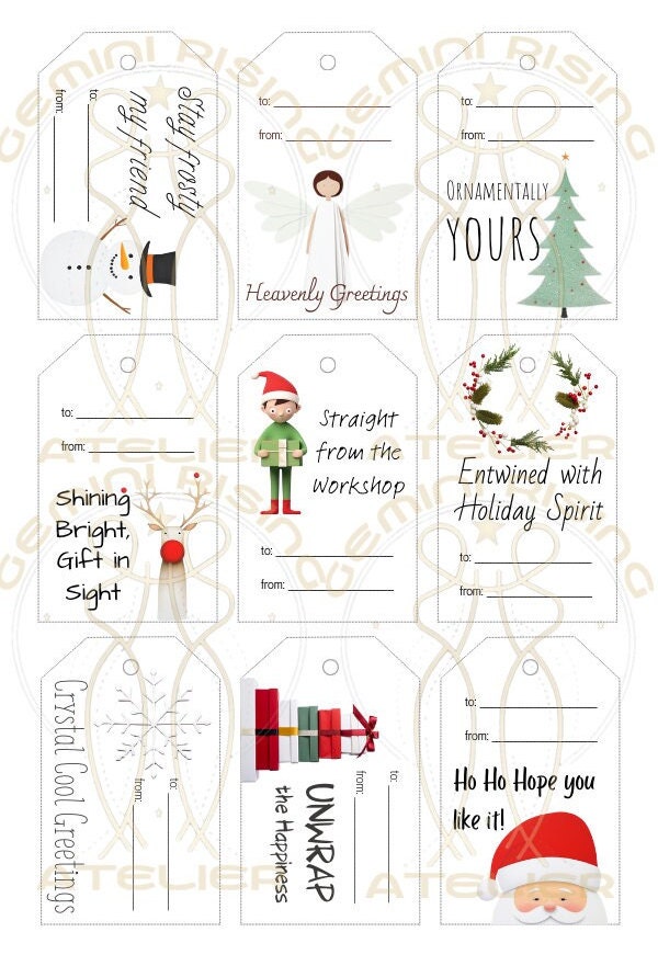 Printable Christmas Gift Tags Instant Download, High-quality, Festive ...