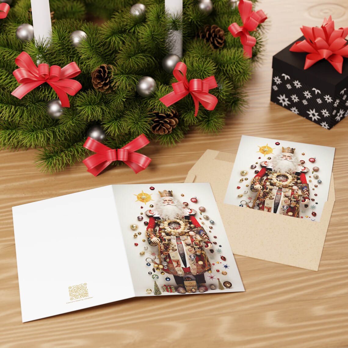 Regal Santa Christmas Cards Majestic Holiday Greetings With Vintage ...