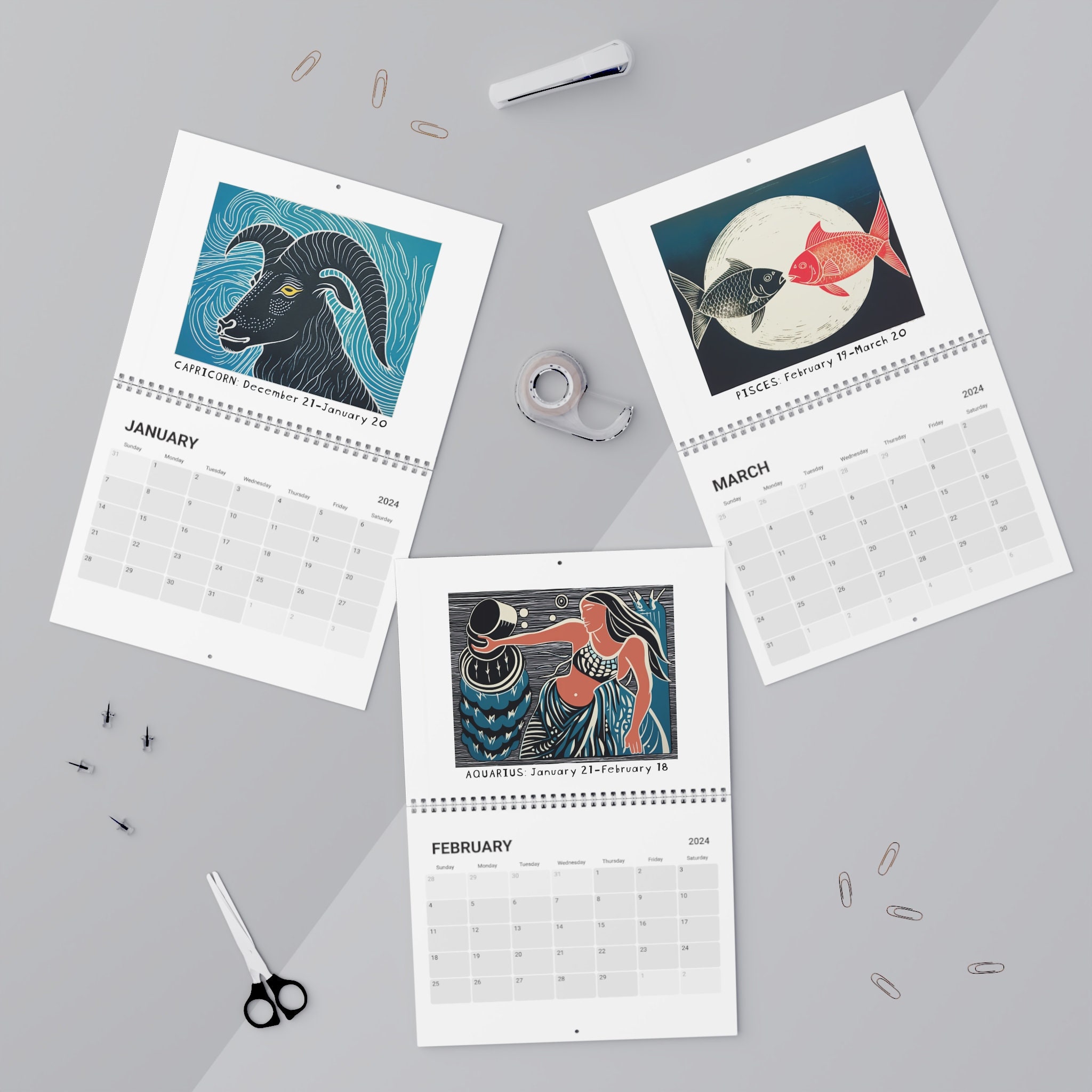 2024 Zodiac Wall Calendar Astrology & Horoscope Edition 12 Signs of the ...