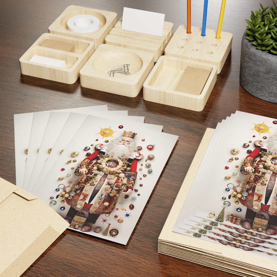 Regal Santa Christmas Cards Majestic Holiday Greetings With Vintage ...