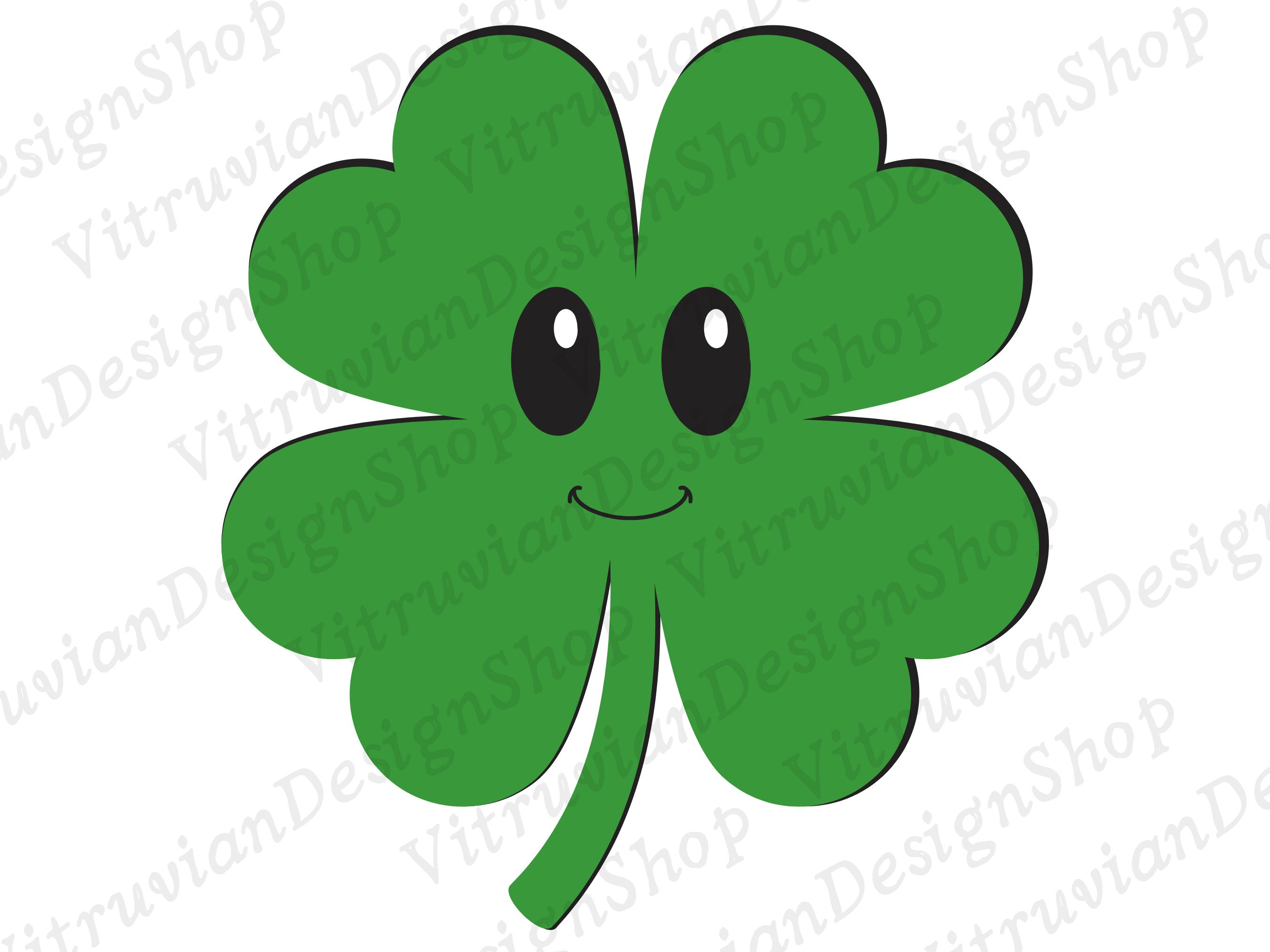 Clover Smiley SVG PNG Lucky Smiley Face Four Leaf Clover - Etsy