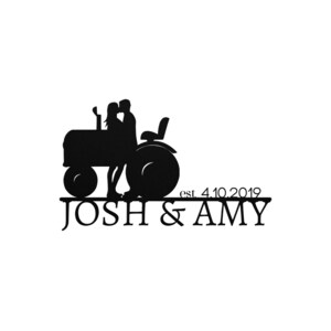 Tractor Decor Farm Couple Metal Wall Art Custom Anniversary Name Sign ...