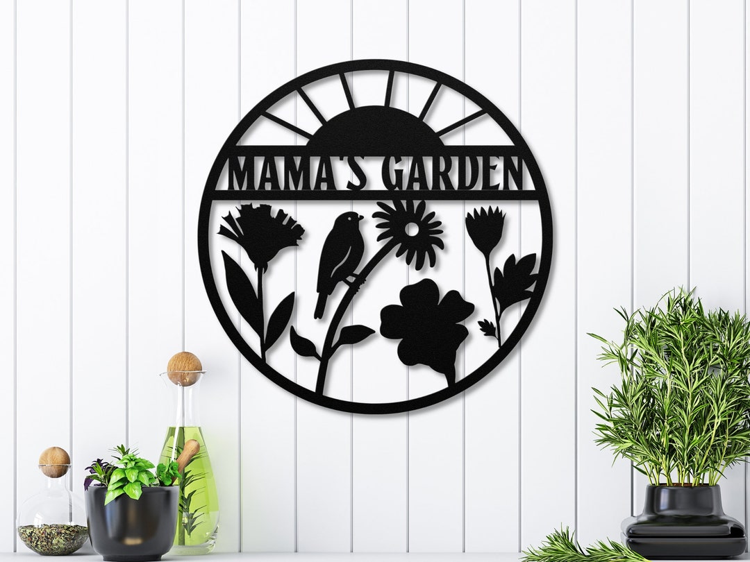 Unique Mom Gift for Mama Garden Sign Outdoor Metal Garden Sign Floral ...