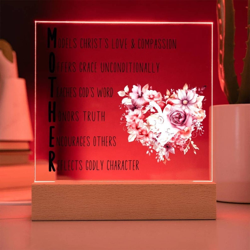 Mother Acronym LED Acrylic Plaque Mom Gift From Daughter - Etsy