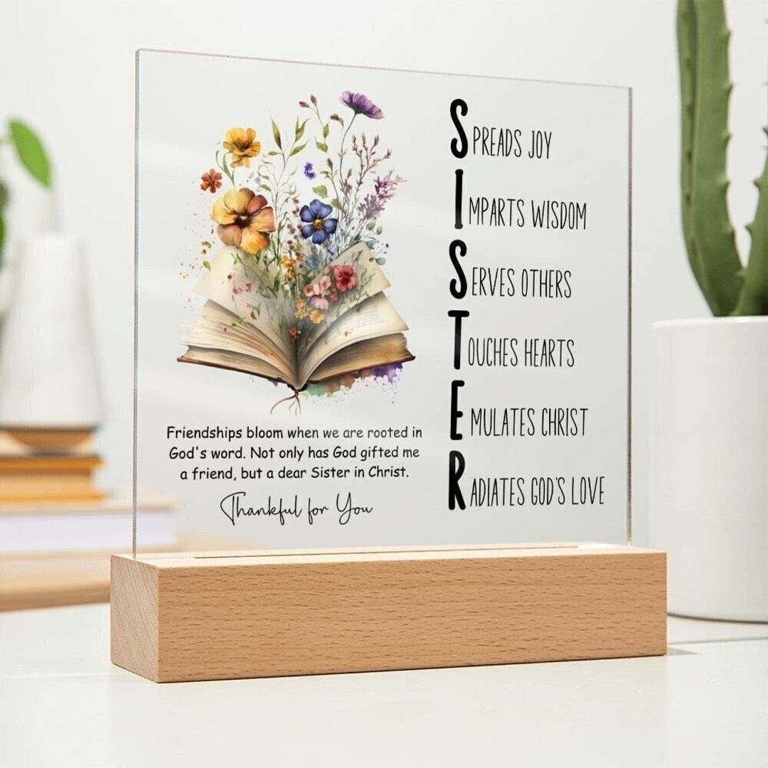 Sister in Christ Christian Friendship Acrylic Plaque, Thankful for You ...