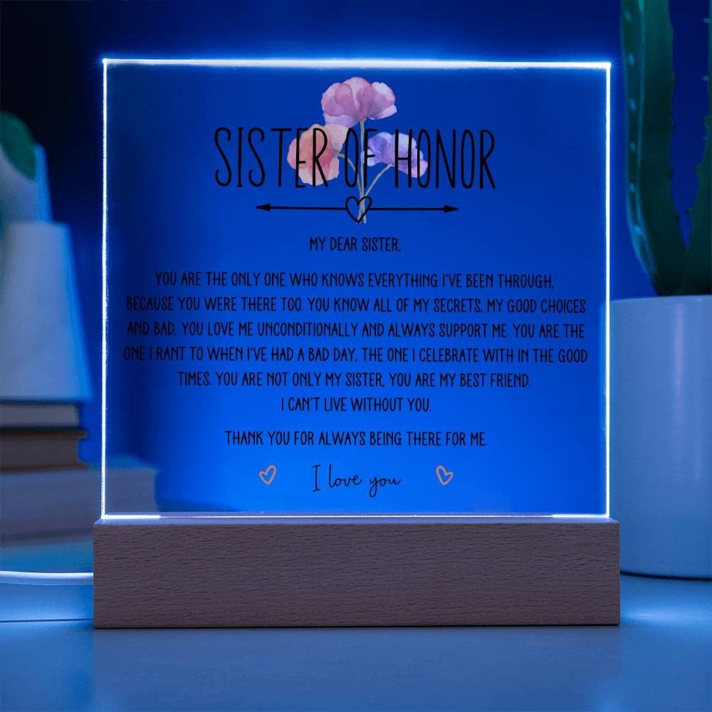 Sister of Honor Acrylic Plaque Sister Gift From Bride Gift - Etsy
