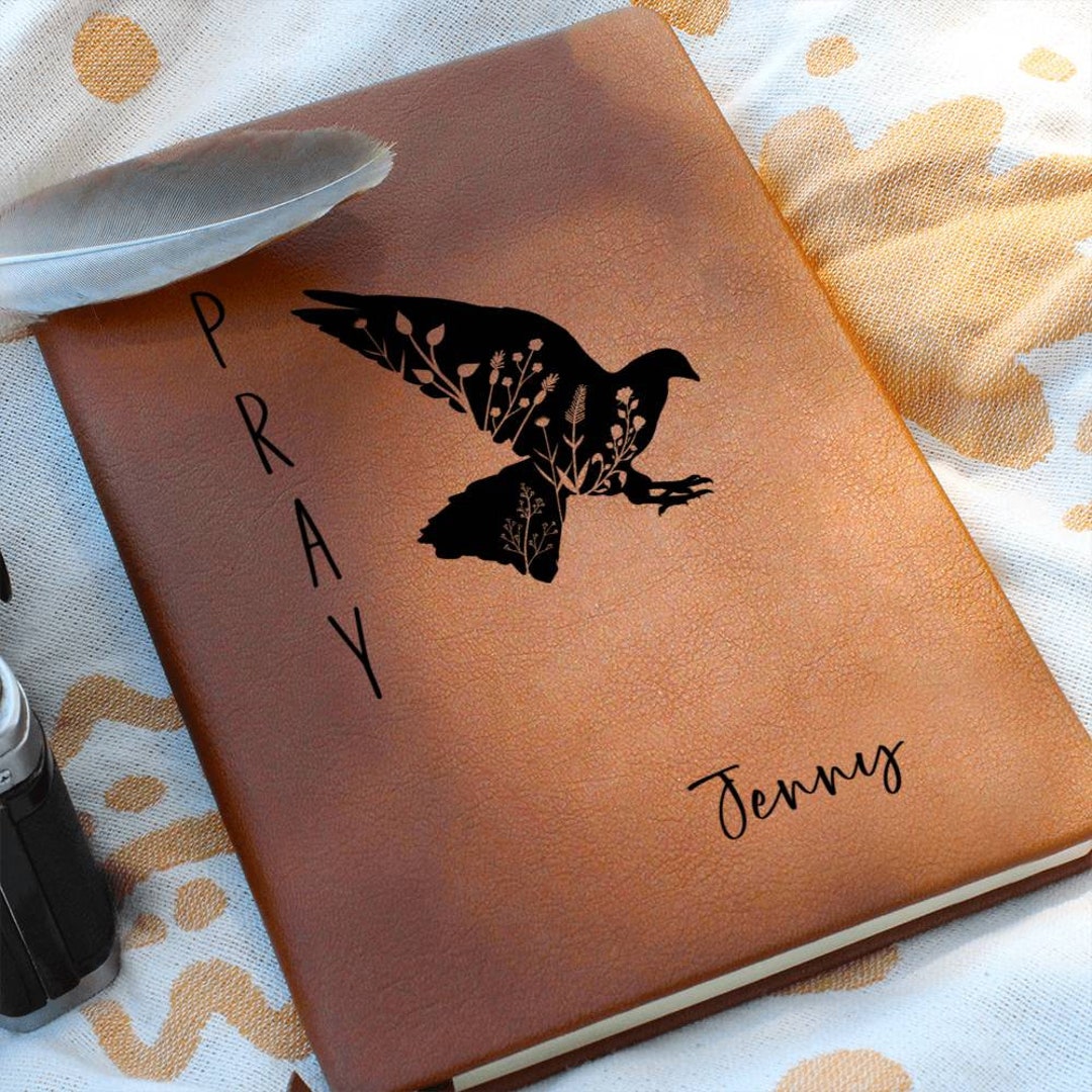 Personalized Leather Prayer Journal for Women, Christian Dove Daily ...