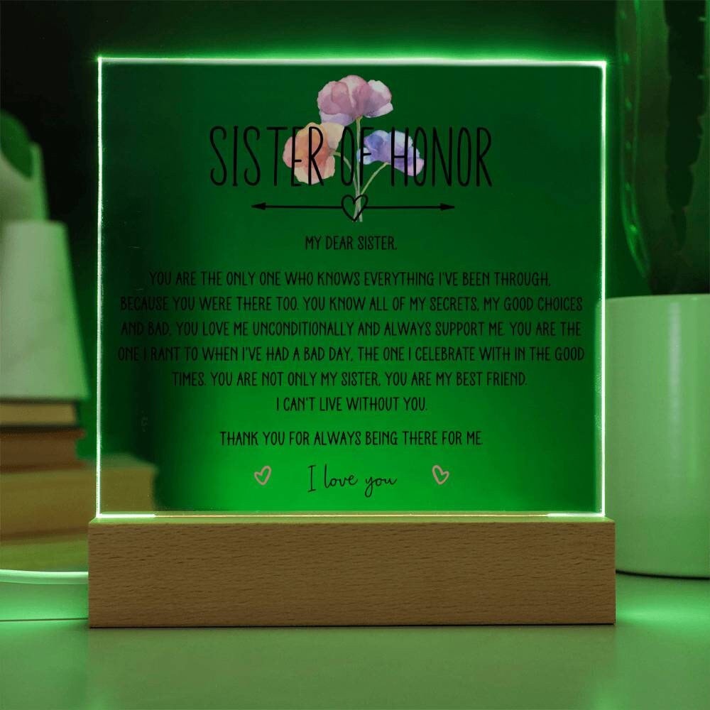Sister of Honor Acrylic Plaque Sister Gift From Bride Gift - Etsy