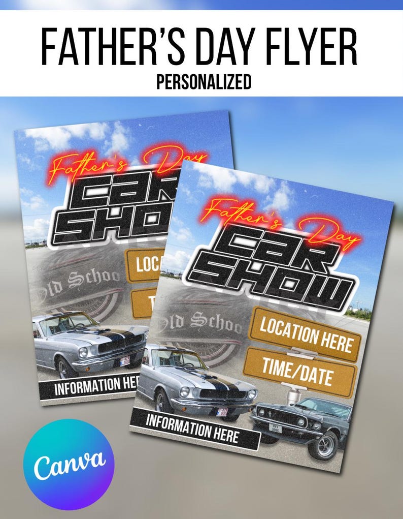 Custom Fathers Day Car Show Flyer Canva Design Personalized Car Meet ...