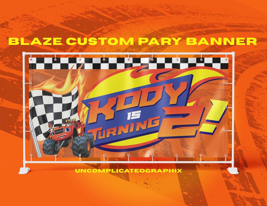 Blaze and the Monster Machines Party Banner, Blaze Party Banner, Blaze ...