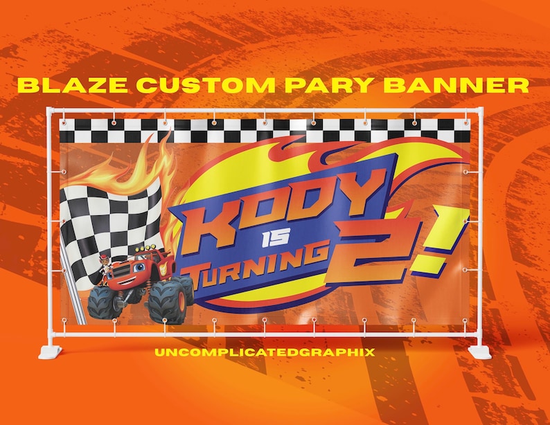 Blaze and the Monster Machines Party Banner, Blaze Party Banner, Blaze ...