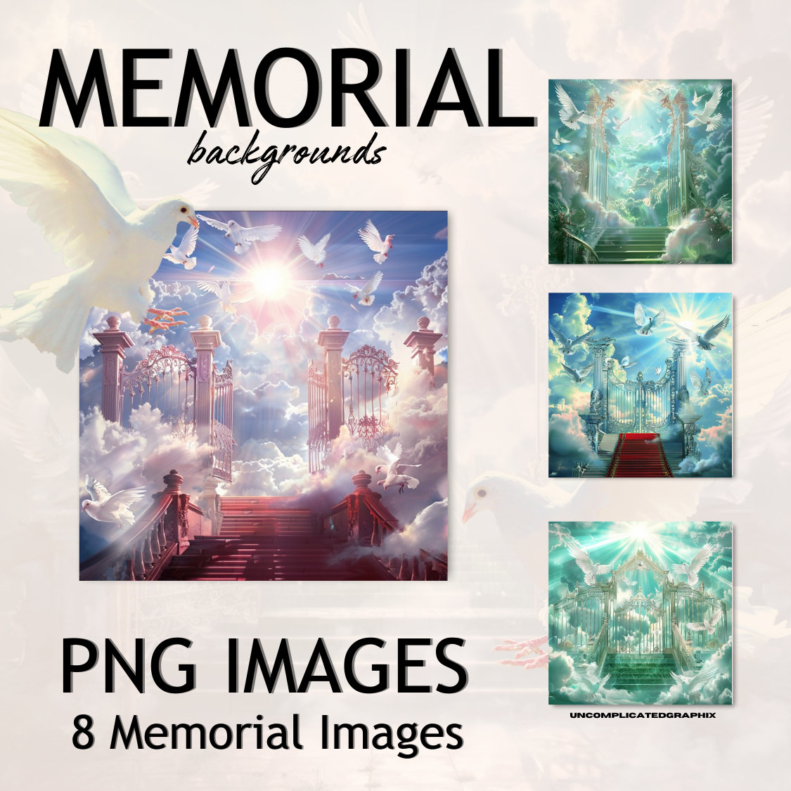 Memorial Backgrounds, PNG Memorial Images, Obituary Backgrounds, Dove ...