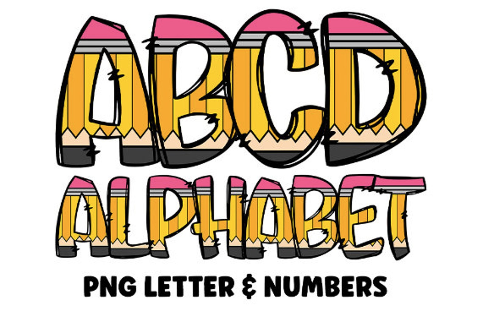 Pencil Doodle Alphabet Font Letters and Numbers ABC Doodle PNG - Etsy