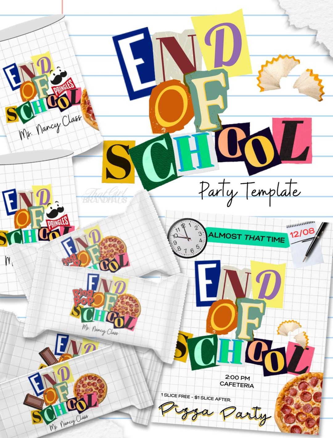 End of School Party Template | Editable Teacher Appreciation Kit With ...
