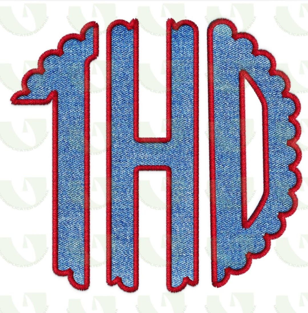 Red Blue Jean Name, Monogram Name, Custom Embroidery, Name Embroidery ...