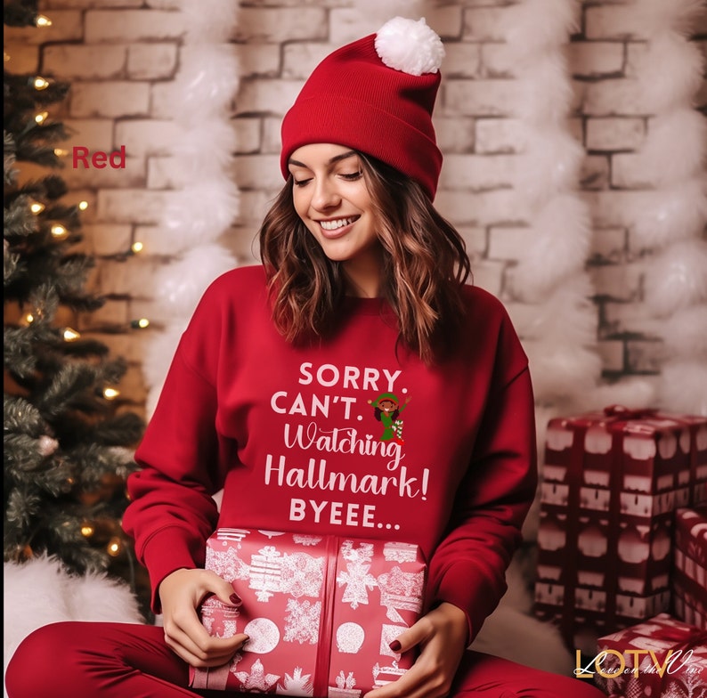 Sorry Can't Watching Hallmark Sweatshirt, Black Girl Elf Christmas ...