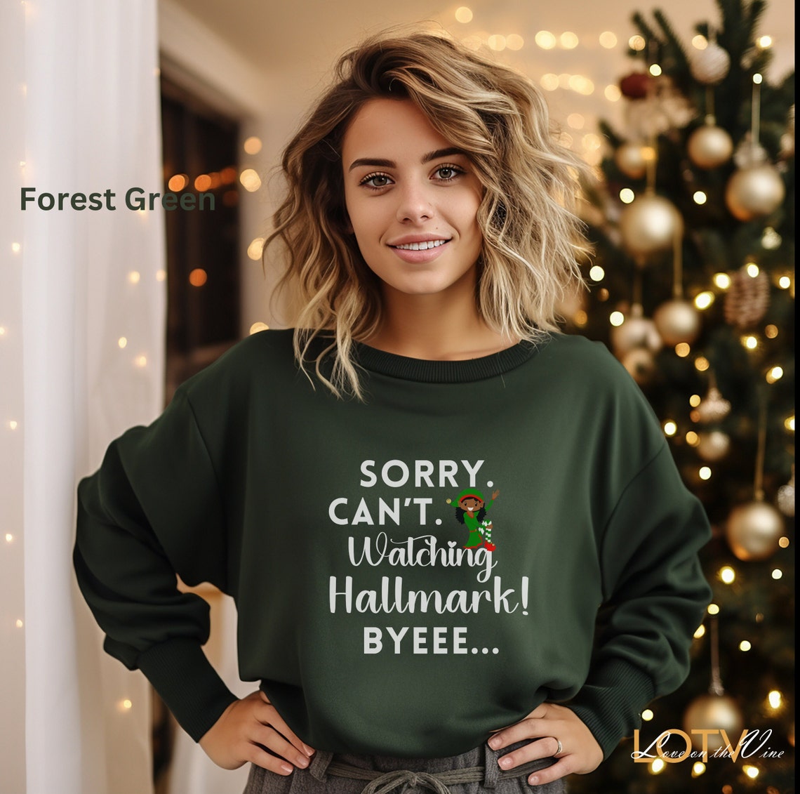 Sorry Can't Watching Hallmark Sweatshirt, Black Girl Elf Christmas ...