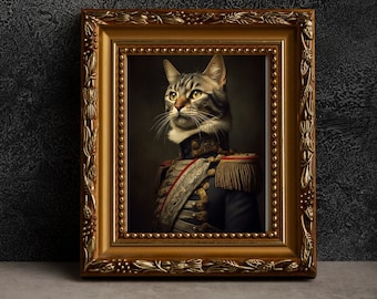 Ginger Cat in Military Uniform Vintage Historical Cat Wall Art Print ...