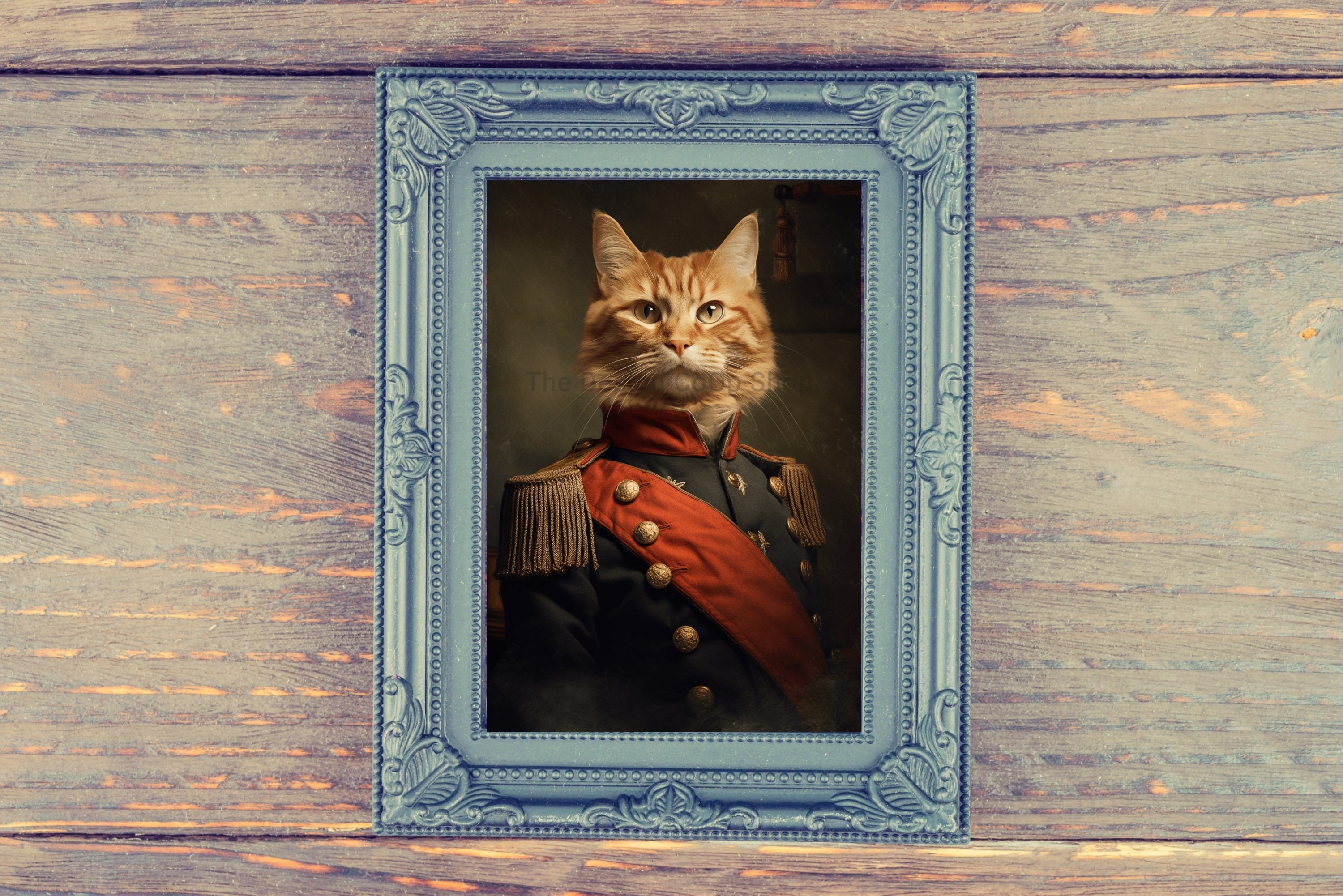 Ginger Cat in Military Uniform Vintage Historical Cat Wall Art Print ...