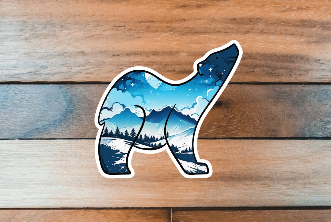 Polar Bear Sticker, Cute Animal Decal, Outdoors Lover Gift, Hiking ...