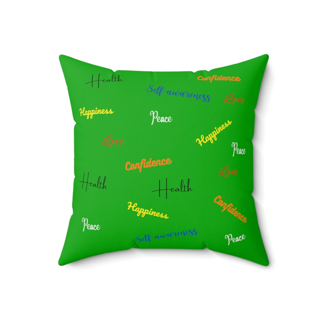 Pillow Pillow Cover Primary Colors Series Green Affirmations With ...