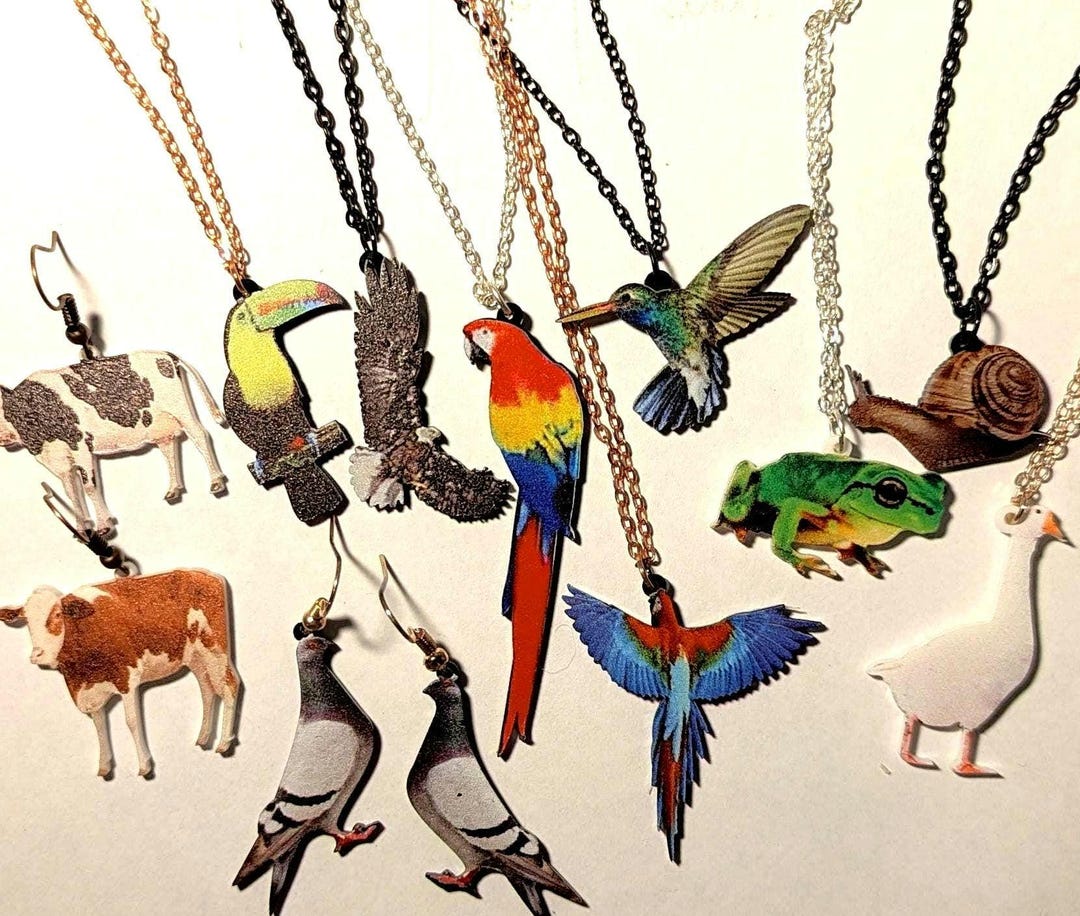 Cute Realistic Animal Necklaces and Earrings - Etsy