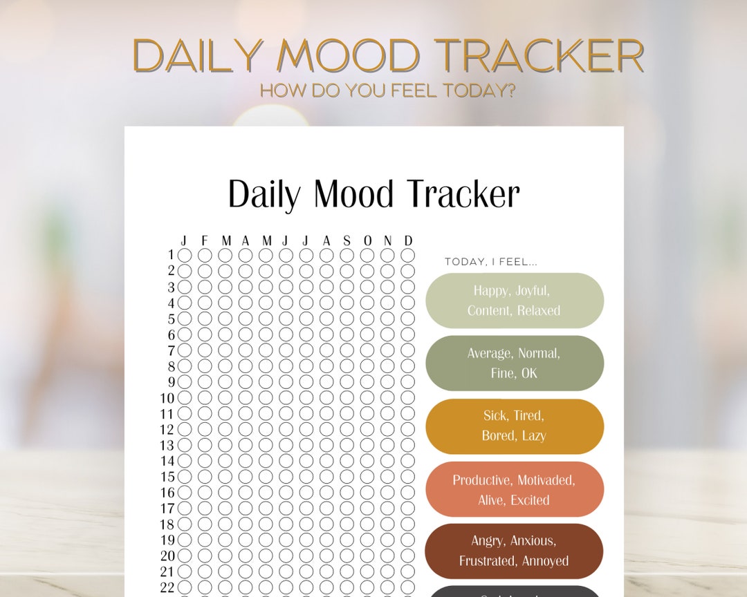 Daily Mood Tracker Worksheet // Self Love // US Letter Digital Download ...