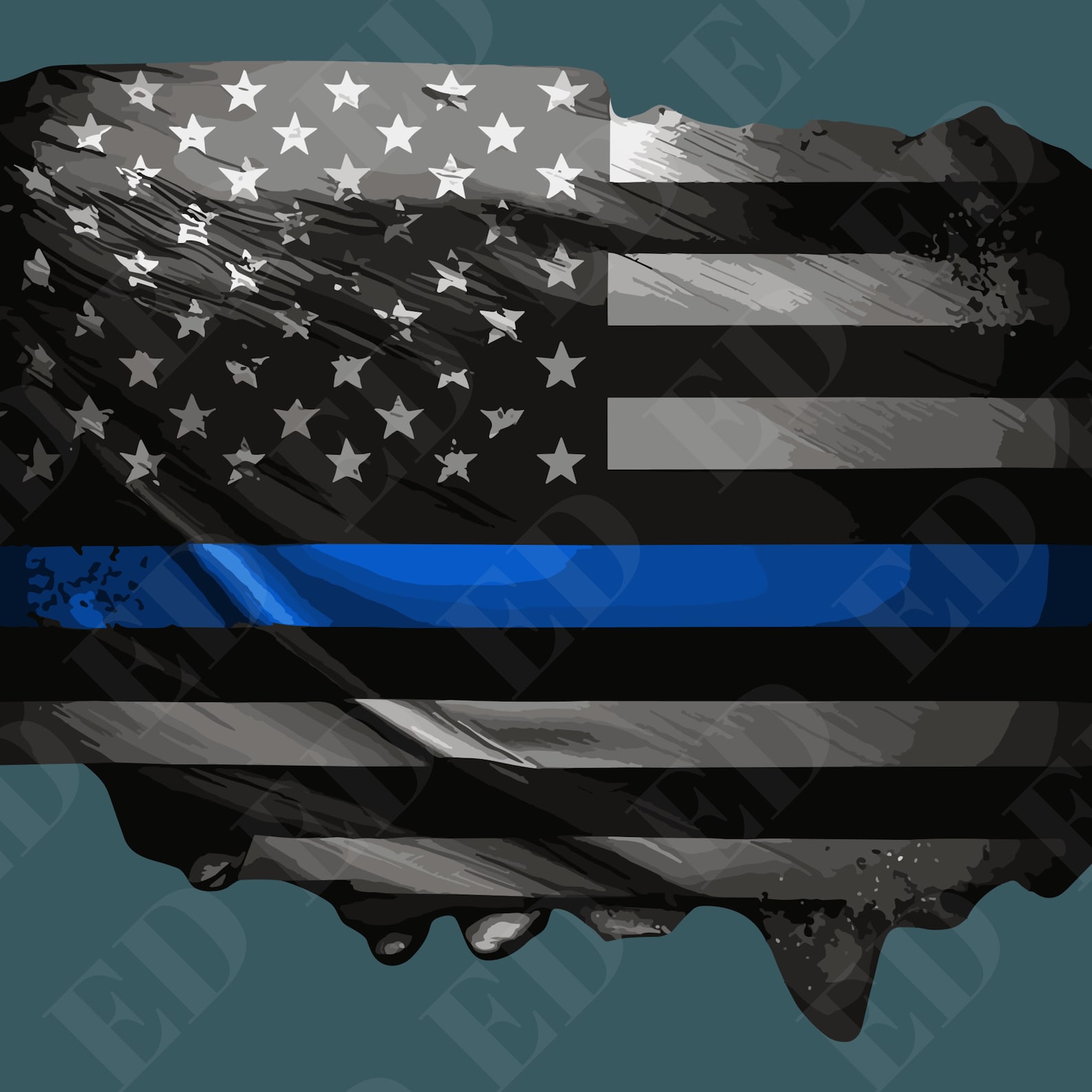 Thin Blue Line Flag PNG SVG Thin Blue Line Police First Responder ...