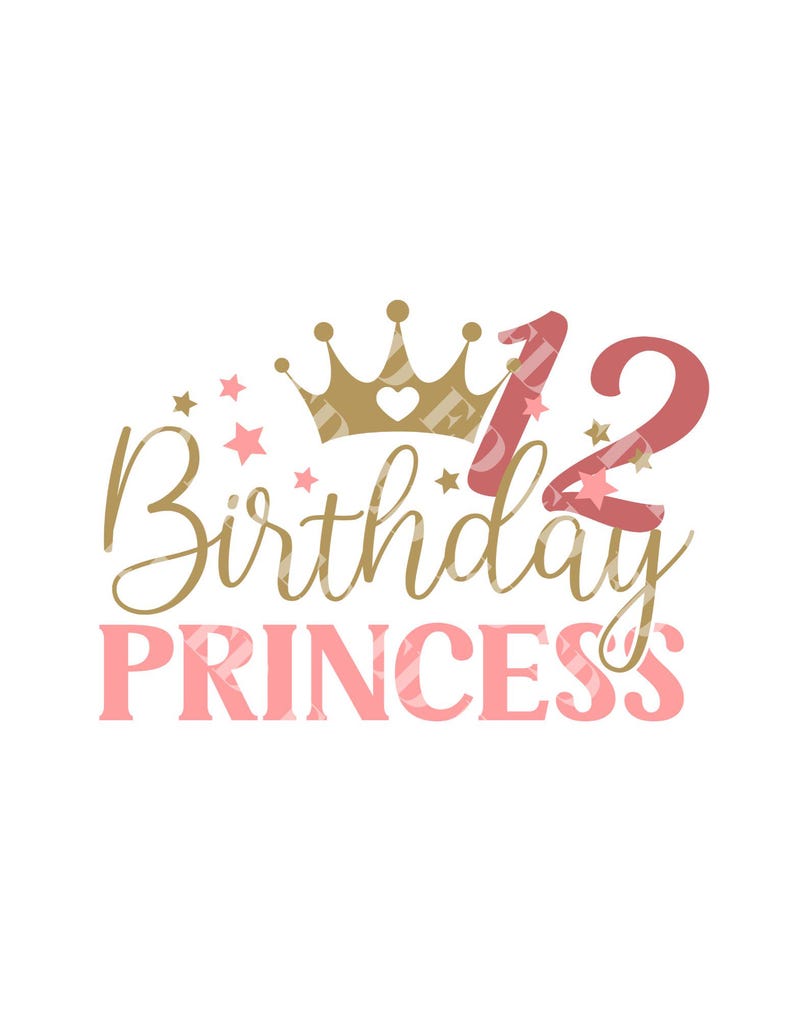 12th Birthday Princess PNG | Birthday Shirt Design | Birthday SVG for ...