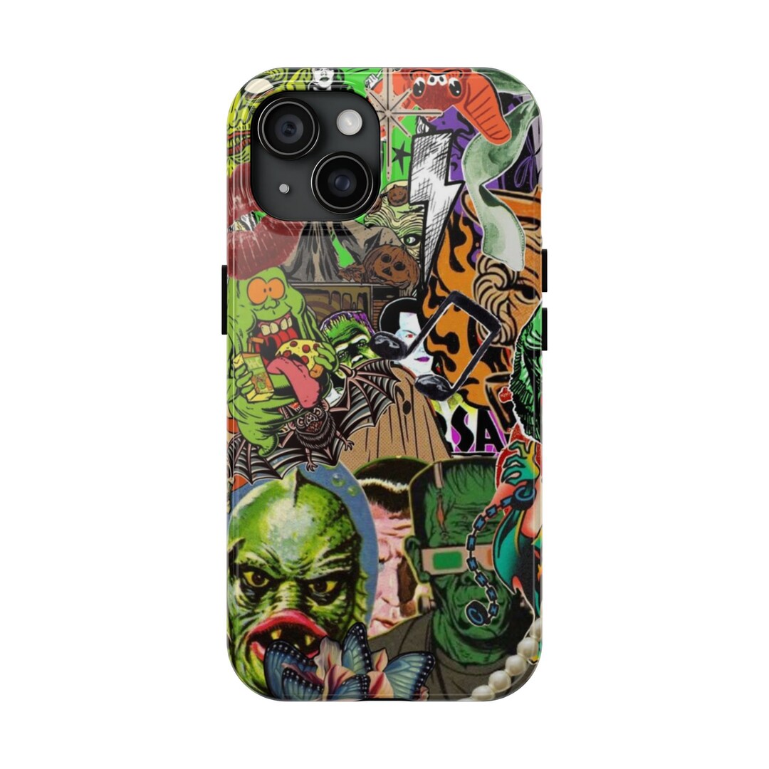 Retro Colorful Horror Monsters, Vampires Collage Phone Case, Bright ...