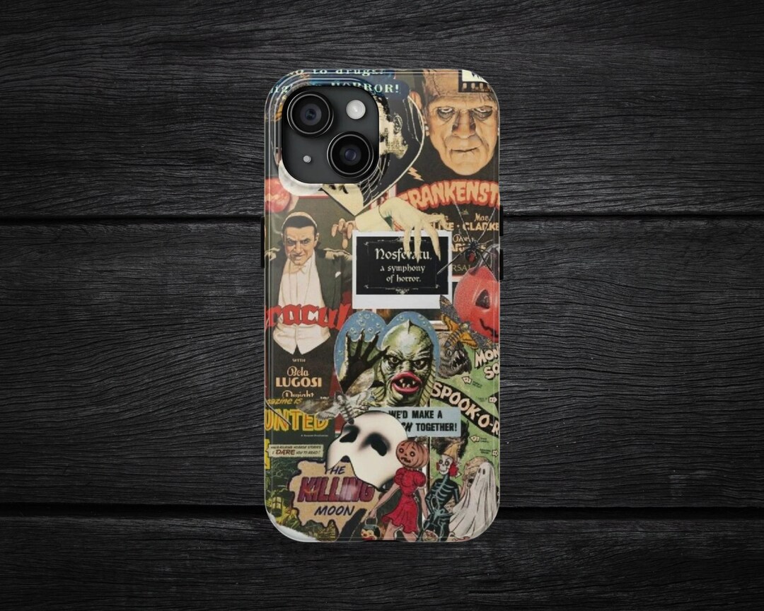 Vintage Retro Horror Movie Collage Phone Case Dracula & Frankenstein ...