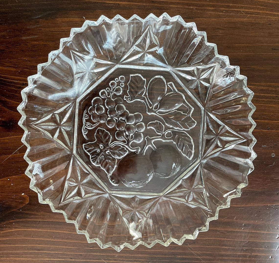 1960s Federal Glass 10” Pioneer Fruit Bowl - Clear, Embossed Fruit ...