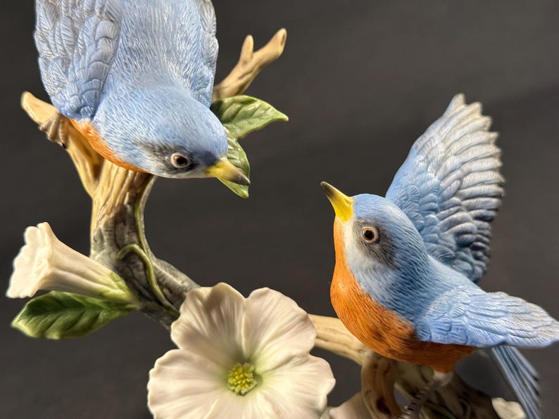 HOMCO Classic Porcelain "springtime Song" Bluebirds — 10" Bird & Flower ...