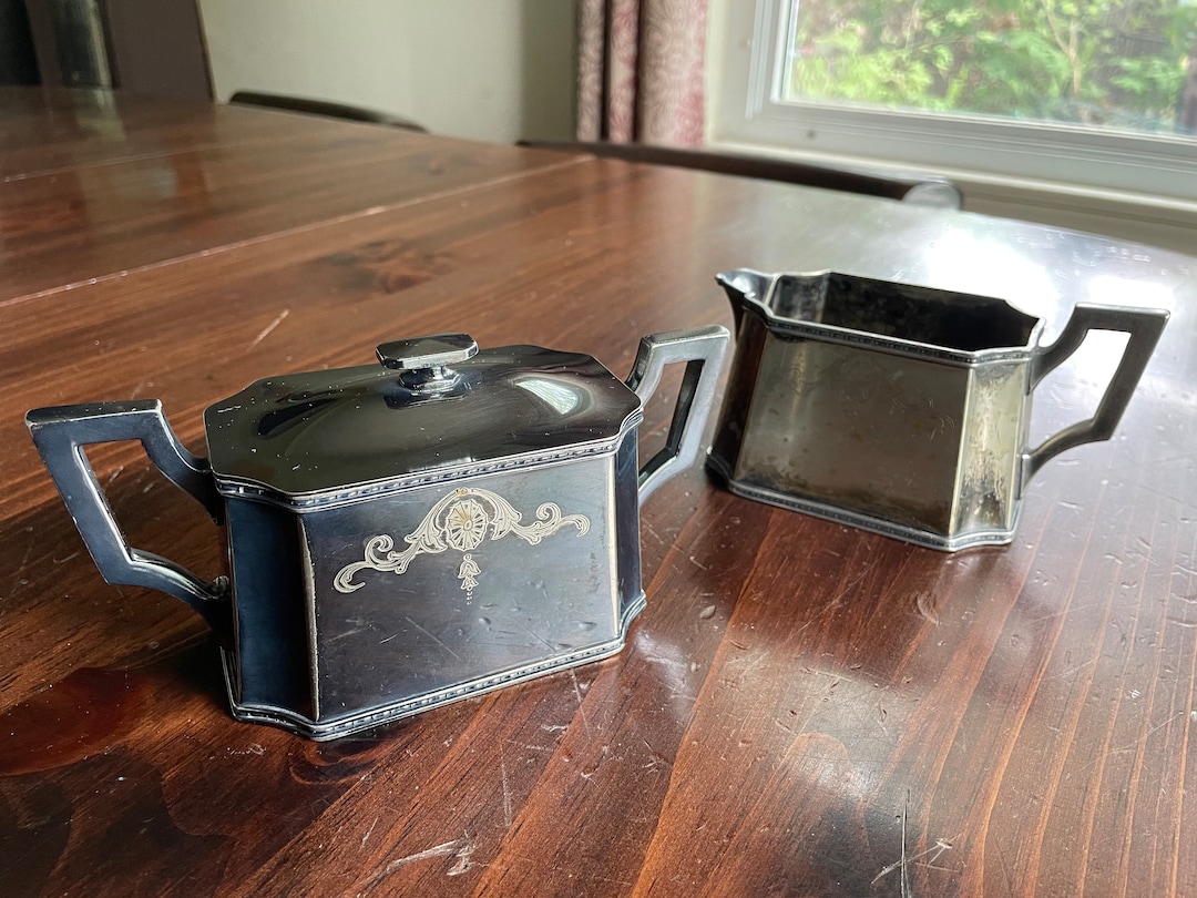 Antique Benedict Mfg. Co. Sheffield Silver Plate Creamer and Sugar ...