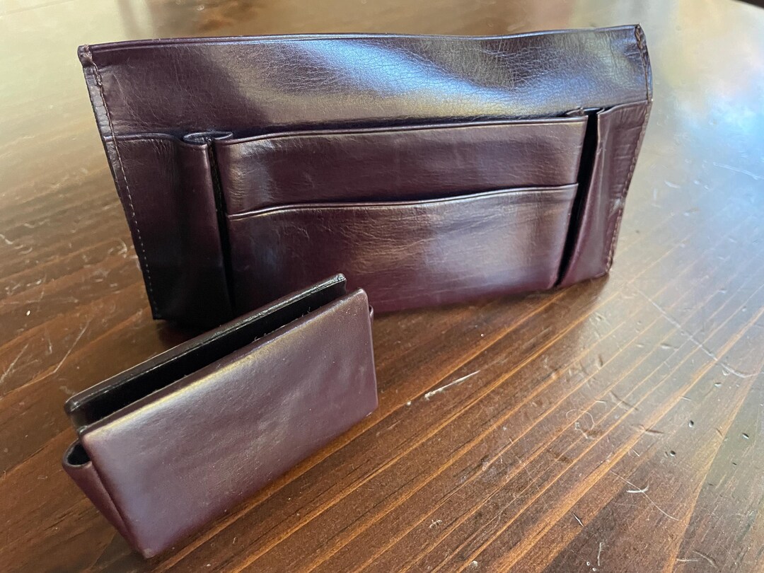 Small 1970s Mahogany Brown Leather Envelope Clutch & Coin Pouch — for ...