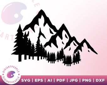 Mountain and Trees Svg, Trees Svg, Mountain Svg, Forest Svg, Travel ...