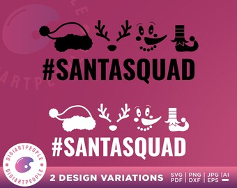 Santa Squad Svg, Christmas Svg, Kids Christmas Svg, Elf, Santa Hat Svg ...