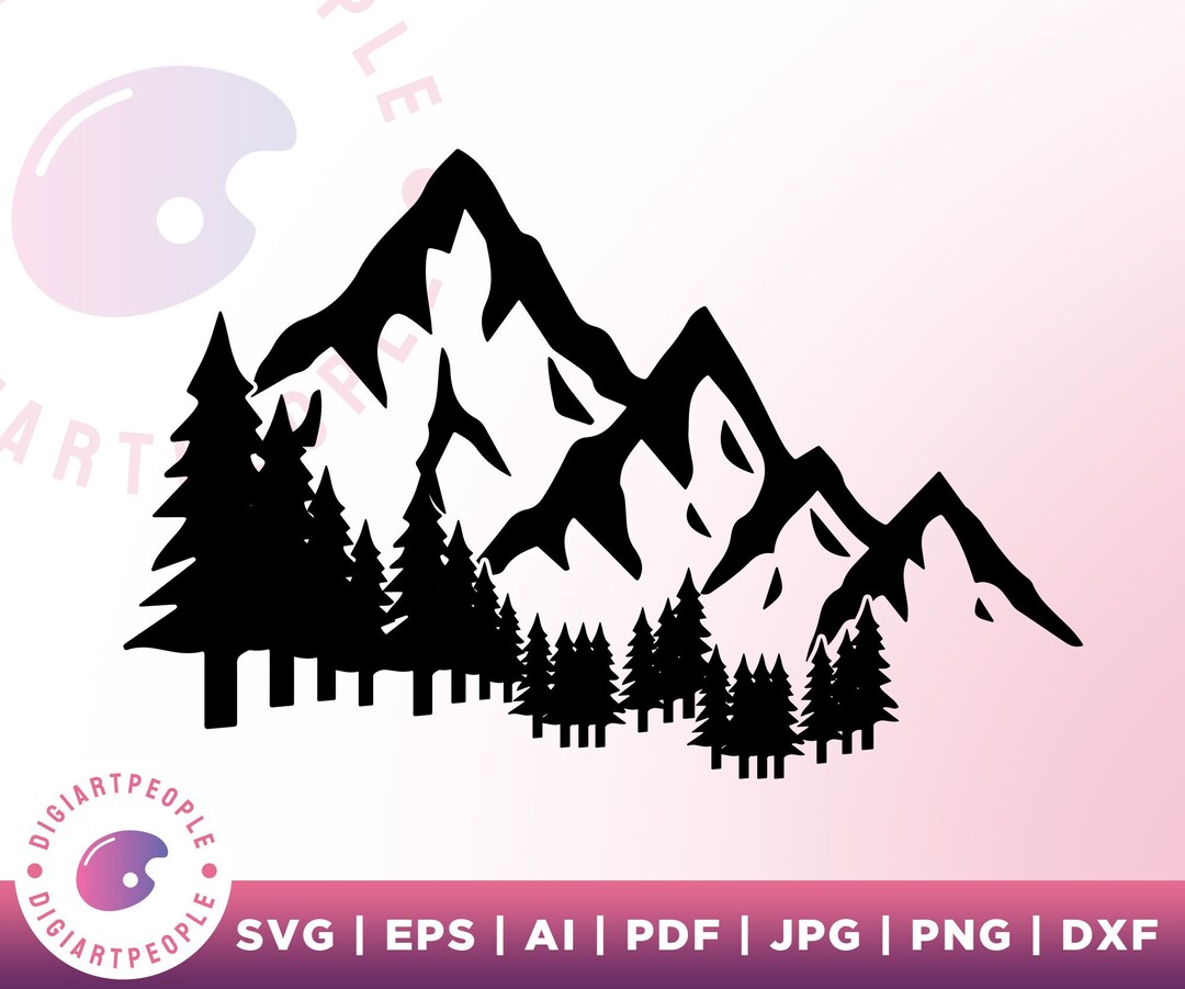 Mountain and Trees Svg, Trees Svg, Mountain Svg, Forest Svg, File for ...