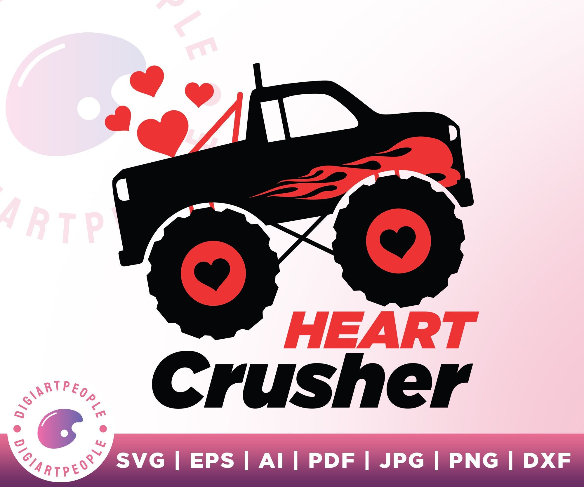 Heart Crusher SVG, Monster Truck SVG, Boys Valentine SVG, Funny Kids ...