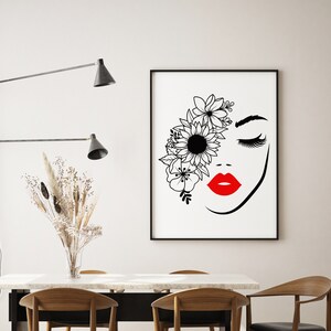 Woman Face With Flowers SVG, Woman Face Svg, Flower Svg, Lip Svg, Girl ...