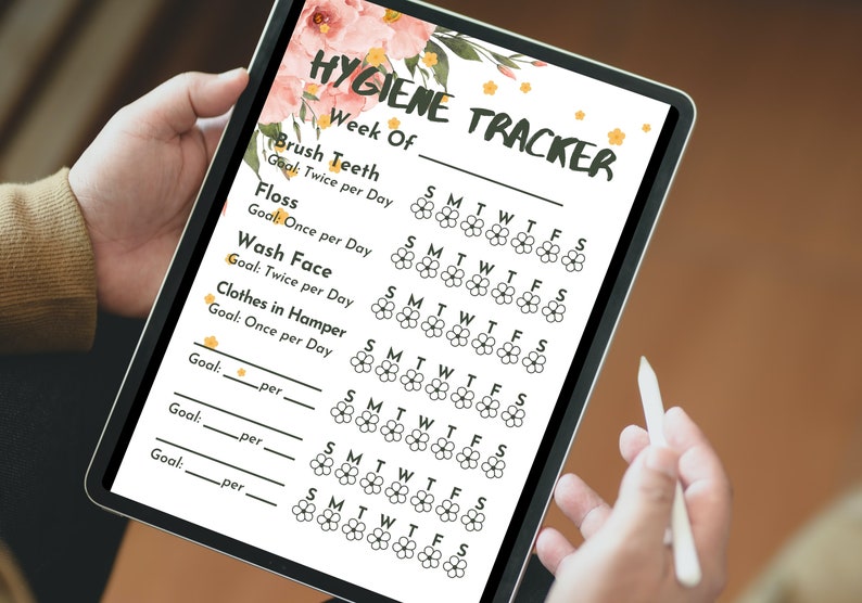 Hygiene Tracker Printable Spring Flowers Weekly Hygiene - Etsy