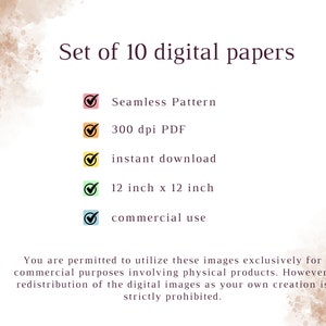 10 Boho Aesthetic Seamless Digital Paper, Boho Patterns, Neutral Boho ...