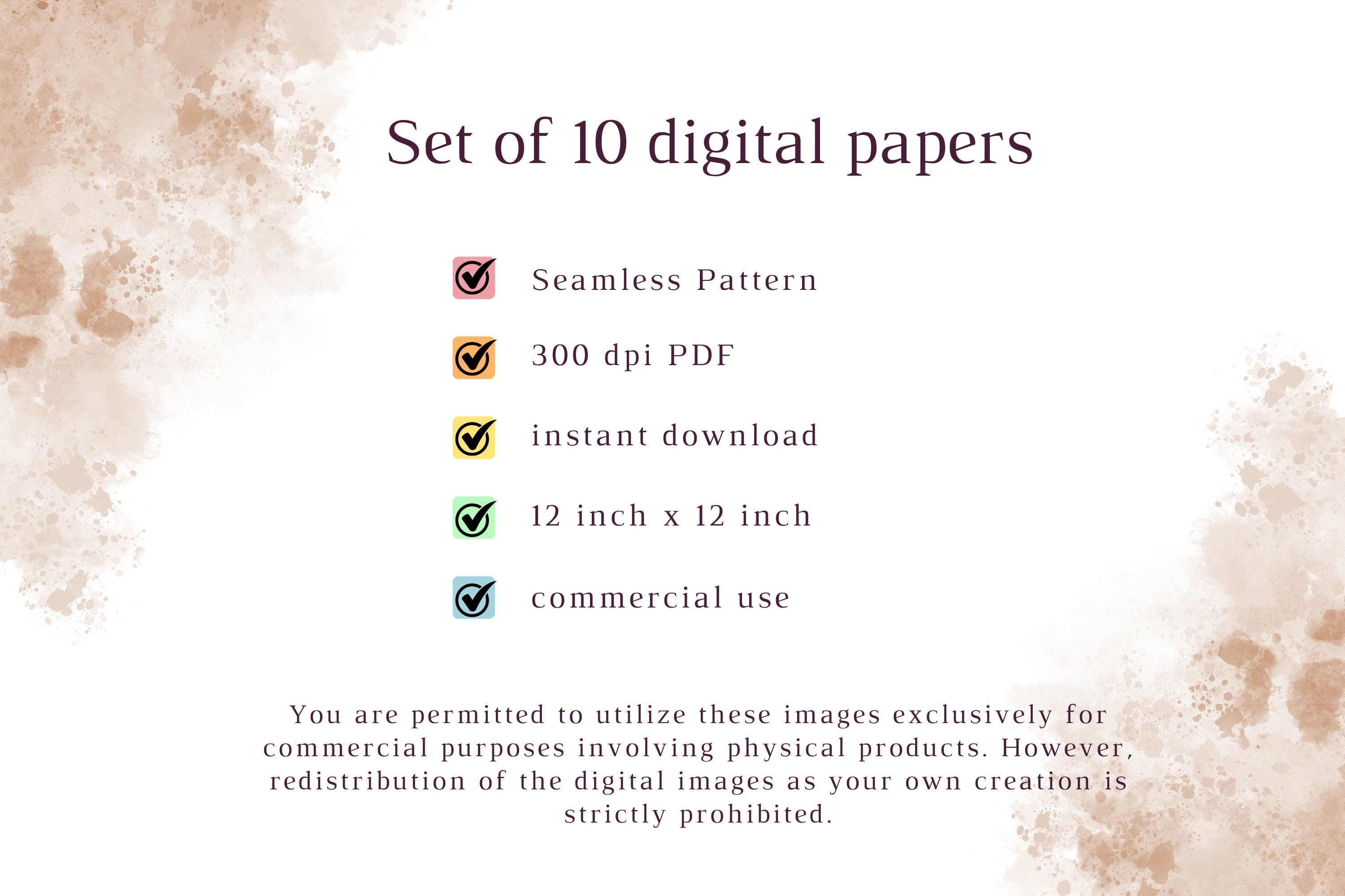 10 Boho Aesthetic Seamless Digital Paper, Boho Patterns, Neutral Boho ...