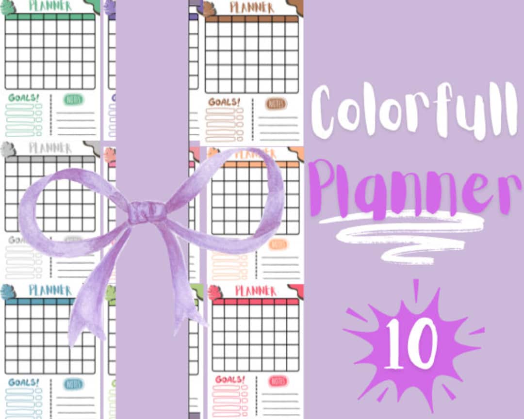 Colorful Planner Templates 10x Sheets. - Etsy