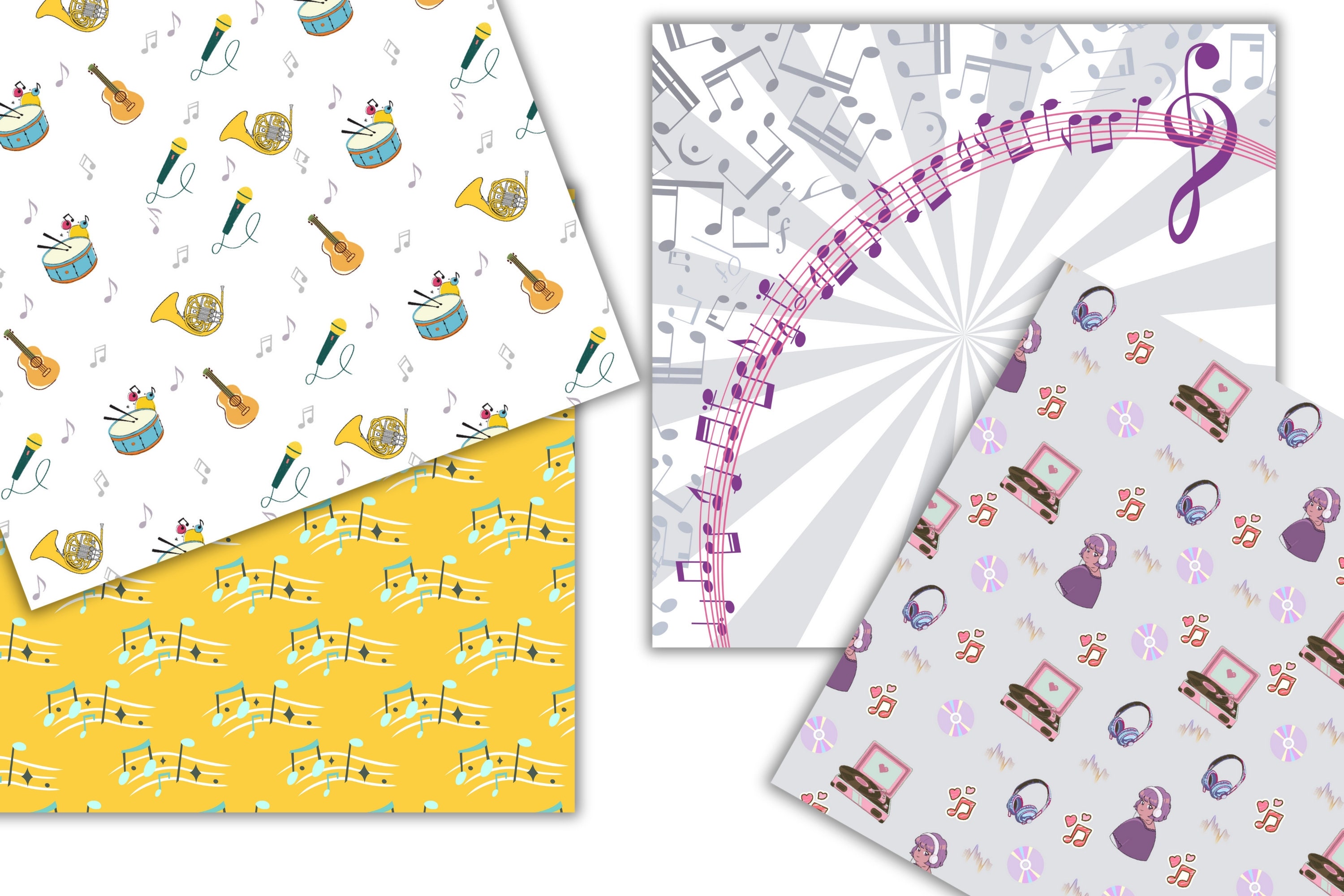 8 Music Patterns/digital Paper for Commercial Use - Etsy