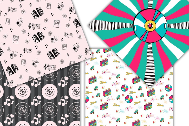 8 Music Patterns/digital Paper for Commercial Use - Etsy